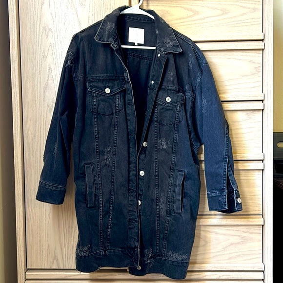 Zara | Jackets & Coats | Zara Long Denim Distressed Jacket | Poshmark